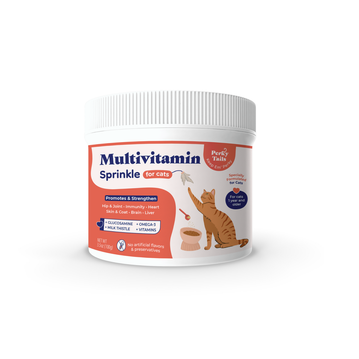 Perkytails Cat Multivitamin Powder - Made for Cats - All in 1 Boost