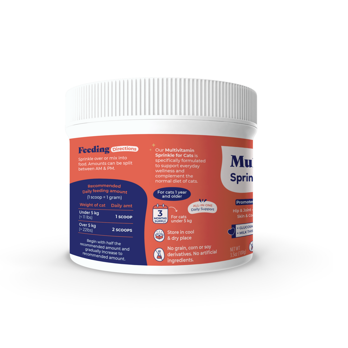 Perkytails Cat Multivitamin Powder - Made for Cats - All in 1 Boost